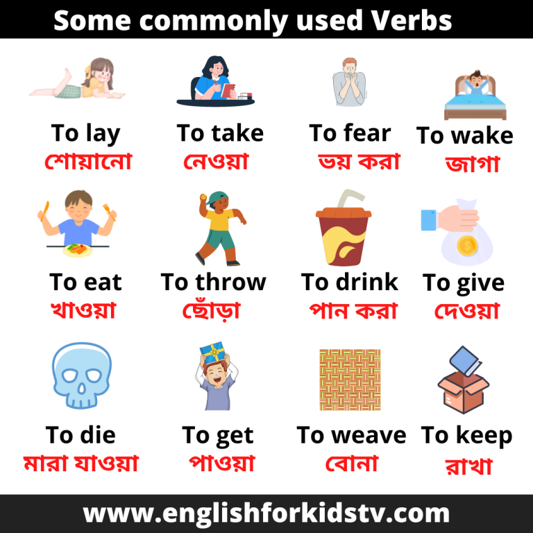 Commonly used Verbs in English - English For Kids