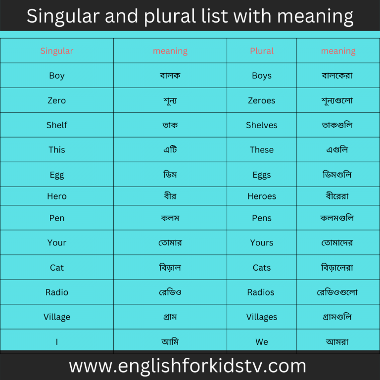 Singular & Plural for kids - English For Kids
