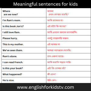 Meaningful sentences for kids - English For Kids