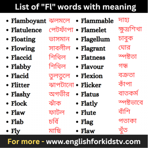 List of "Fl" words with meaning - English For Kids