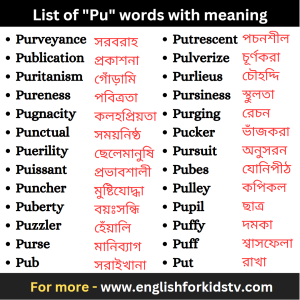 List of "Pu" words with meaning - English For Kids